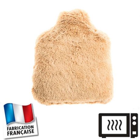 Bouillotte couleur caramel, chauffe micro-ondes, avec blé & lavande